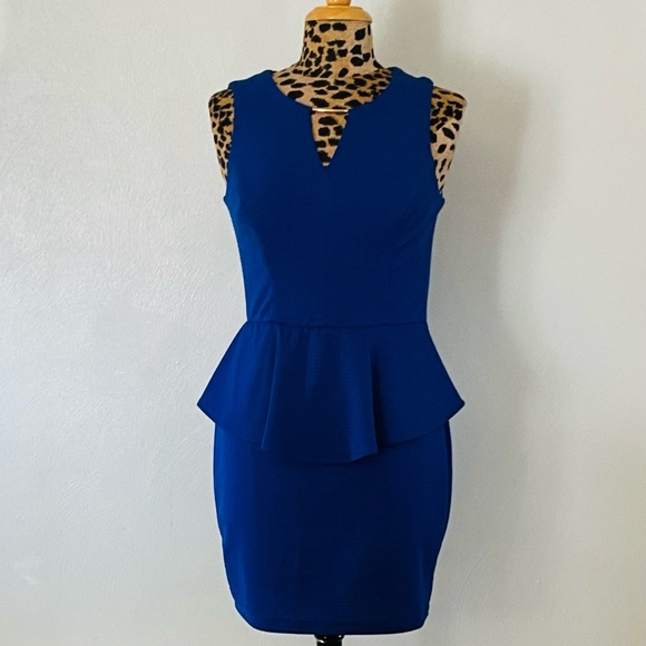 BCX | Dresses | Bcx Blue Peplum Bodycon Dress | Poshmark